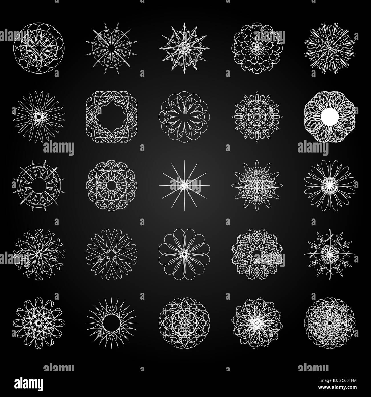 Round symbols set. 25 vector spirographs Stock Vector Image & Art - Alamy