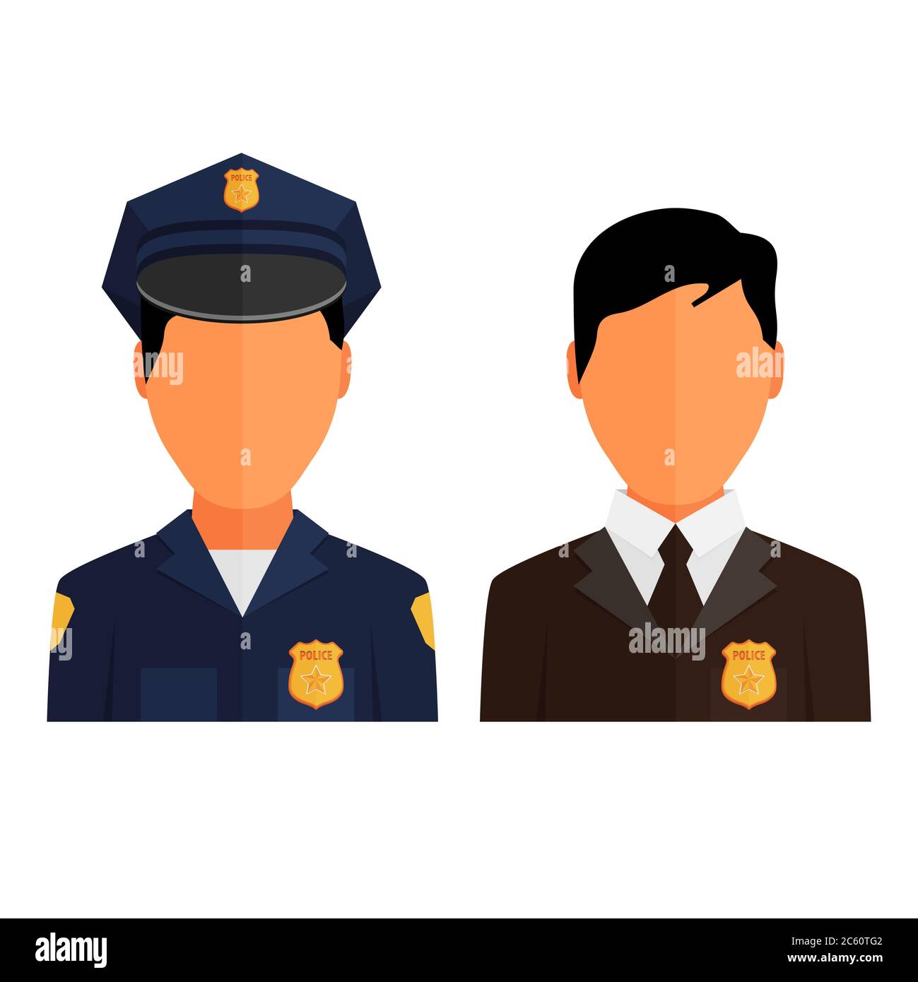 Police officer avatar illustration. Trendy policeman icon in flat style ...