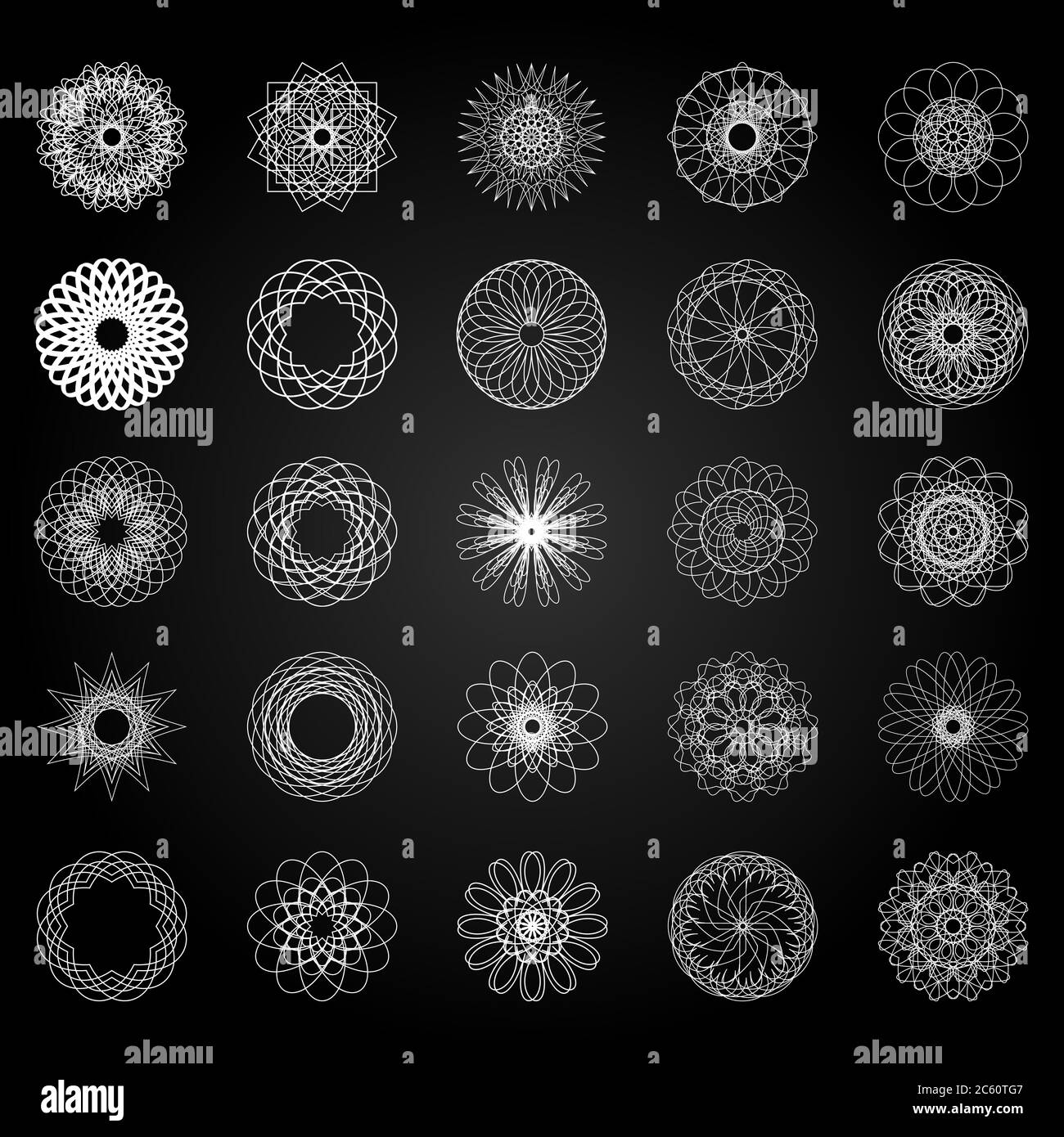 Round symbols set. 25 vector spirographs Stock Vector Image & Art - Alamy
