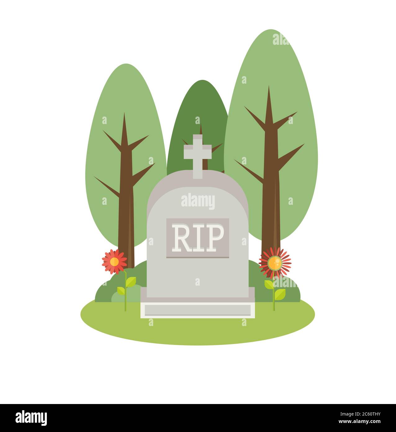 Vector illustration grey gravestone. Flat tombstone icon Stock Vector ...