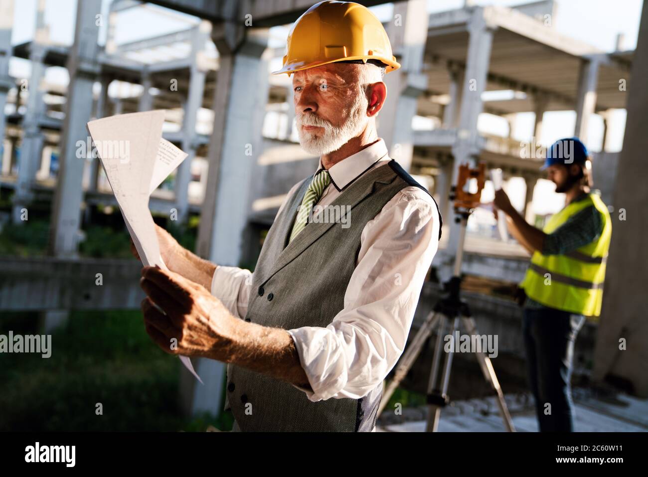 Engineer, contractor, architect teamwork. Construction people talking ...