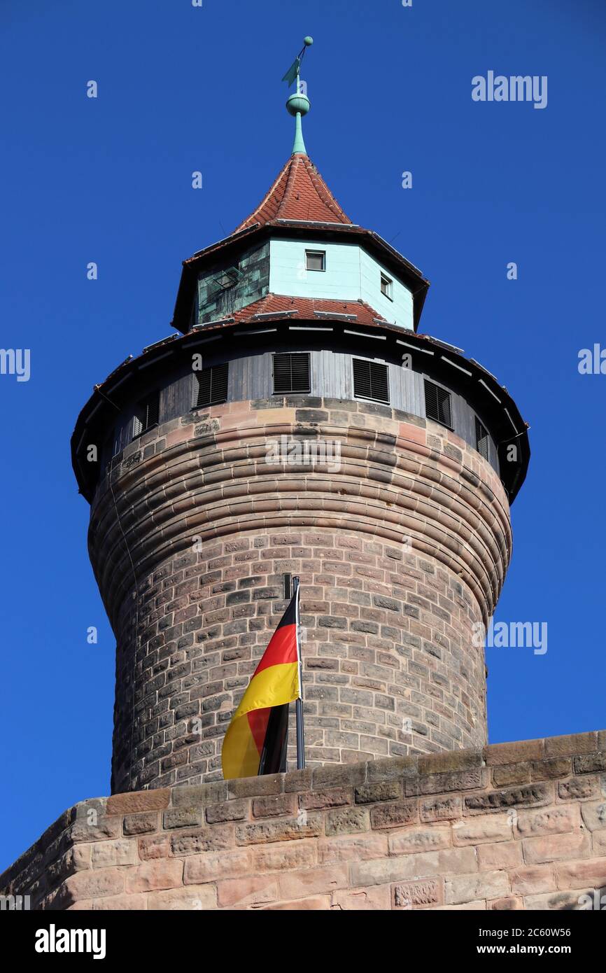 Nuremberg Castle view with Sinwell Tower. Landmark in Germany. European ...