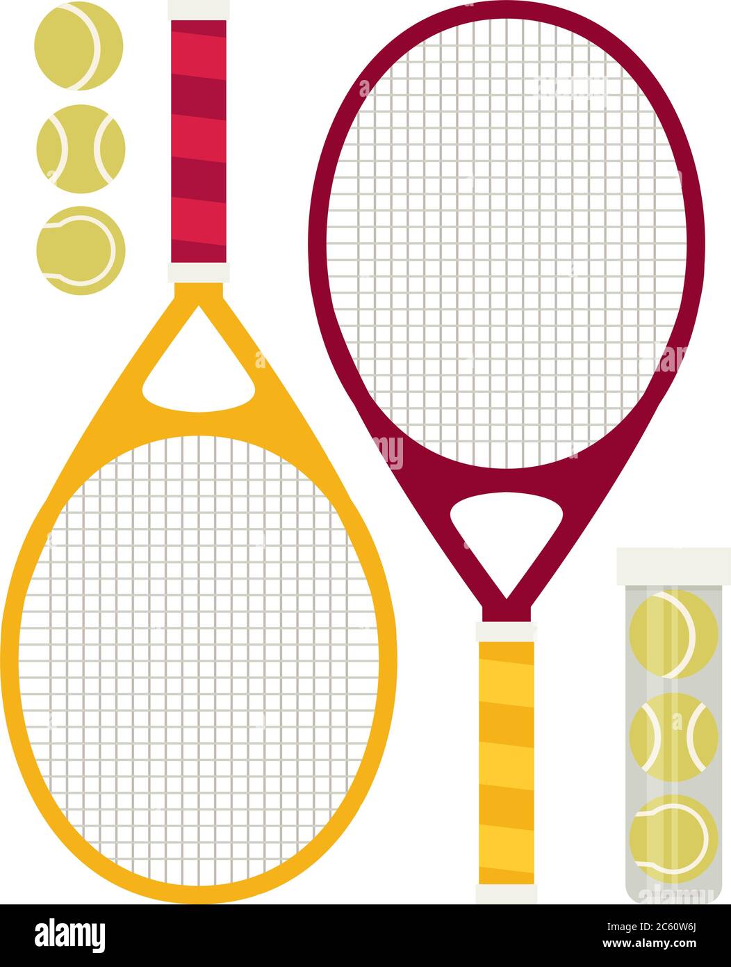 Vector set of tennis rackets and tennis balls Stock Vector Image & Art ...
