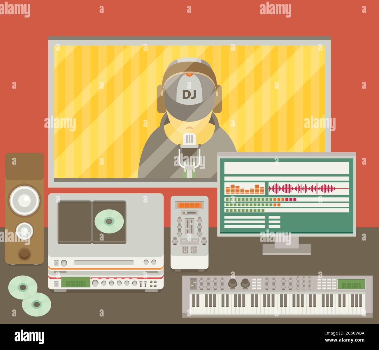 Woman recording studio singing Stock Vector Images - Alamy