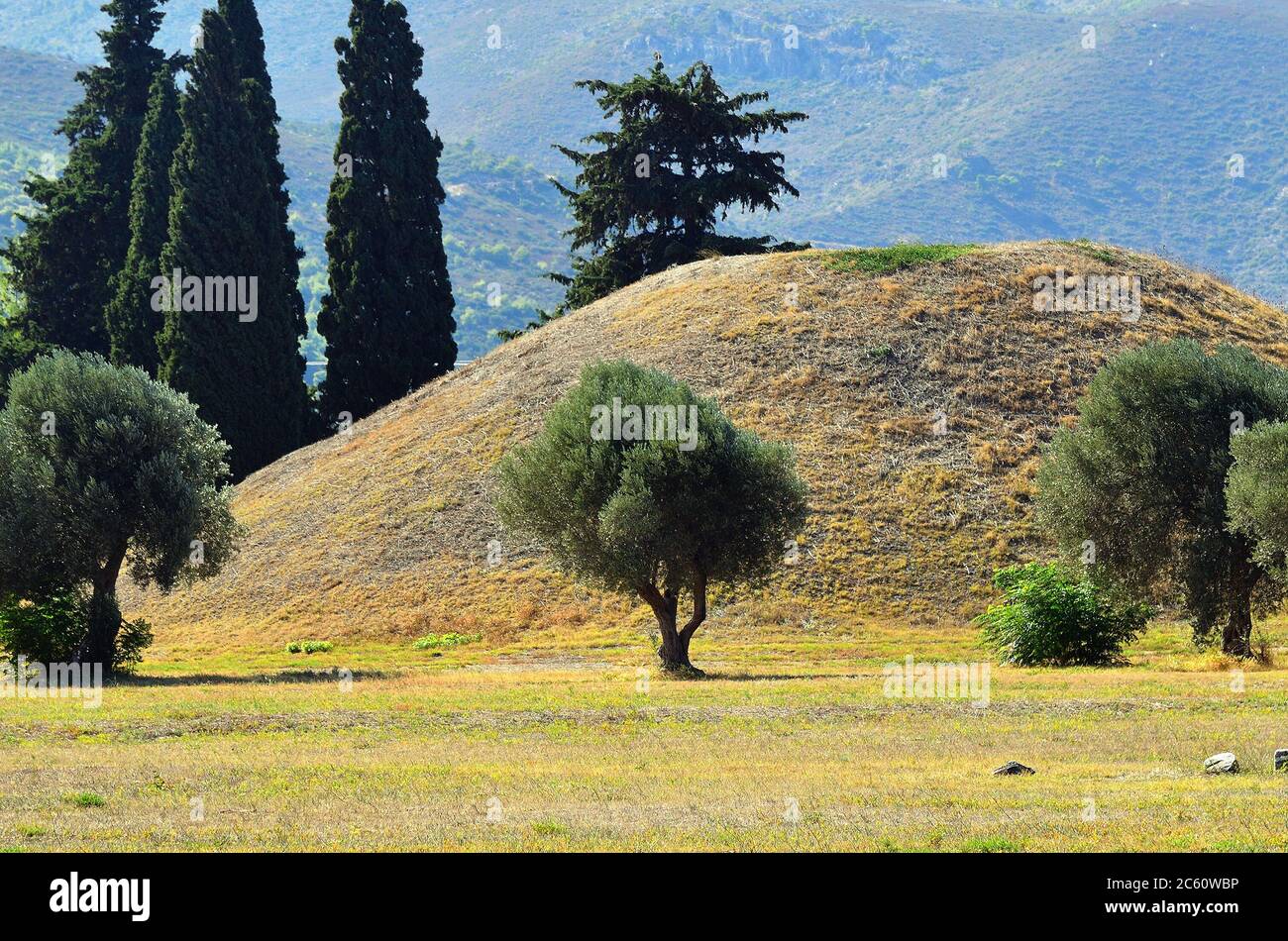 The tumulus or burial mound of the 192 Athenian fallen at the Battle of ...