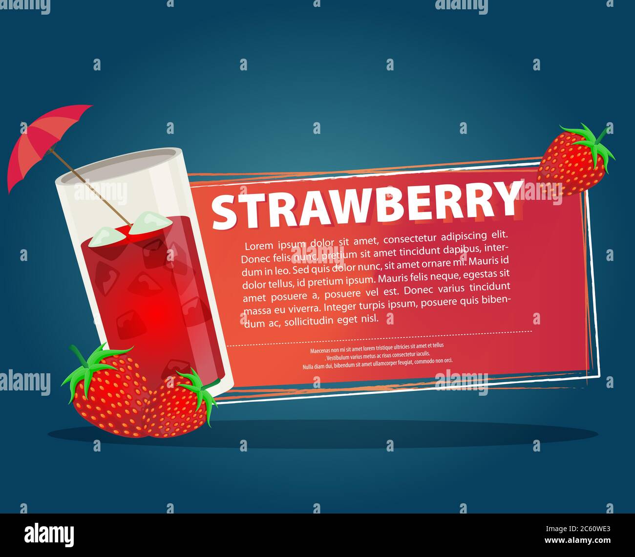 Strawberry cocktail with text banner. Vector illustration Stock Vector ...
