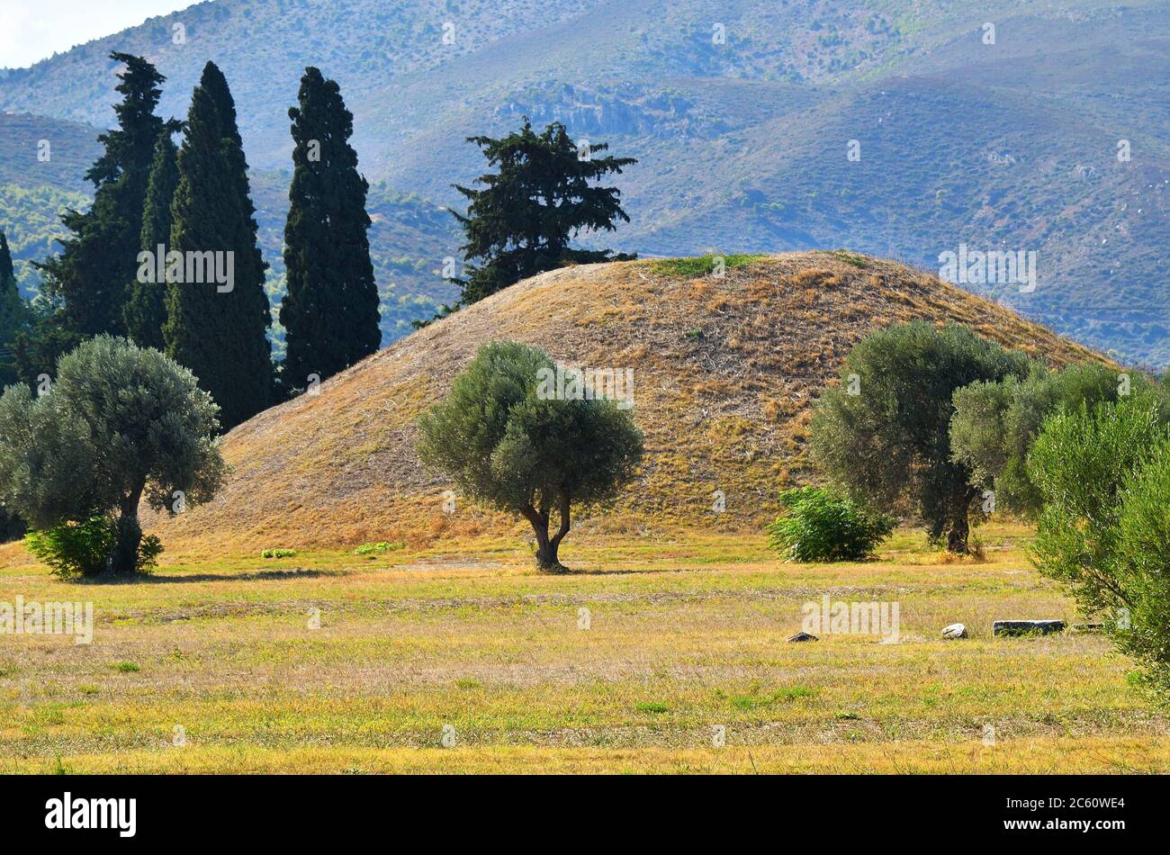 The tumulus or burial mound of the 192 Athenian fallen at the Battle of ...