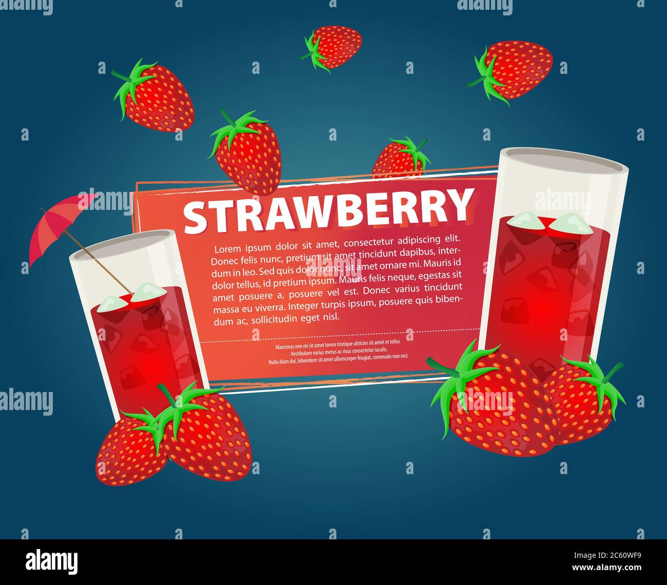 Strawberry cocktail with text banner. Vector illustration Stock Vector ...