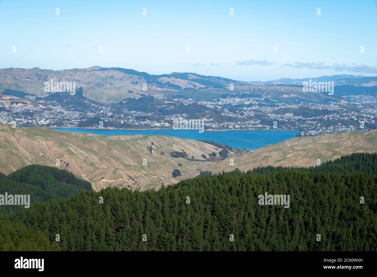 Pauatahanui Inlet and the suburb of Whitby, taken from the hills above ...