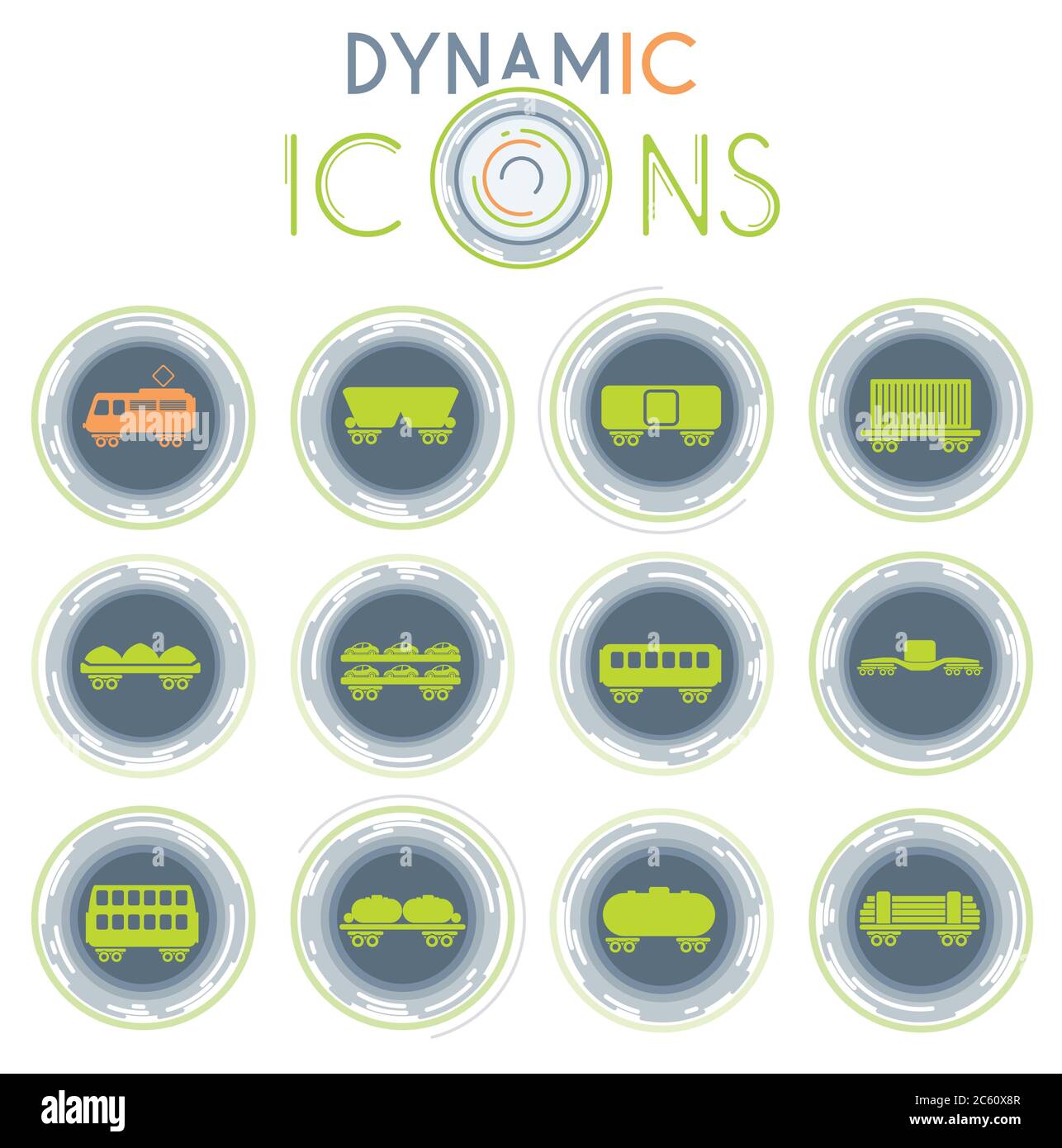 Rail-freight traffic dynamic icons Stock Vector Image & Art - Alamy