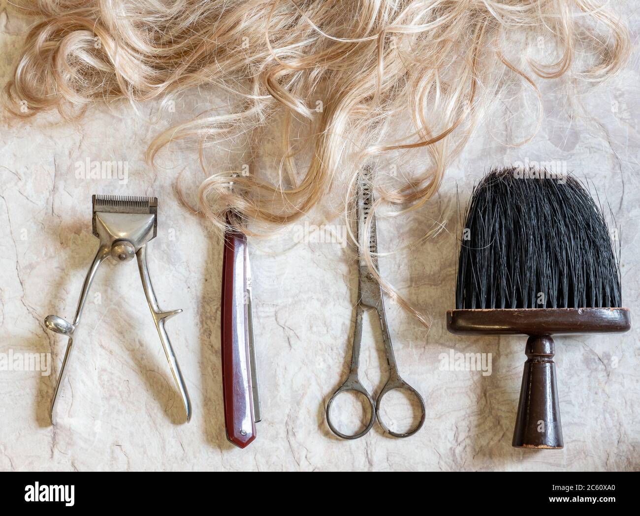 Tool in hairdressing craft vintage retro Stock Photo - Alamy