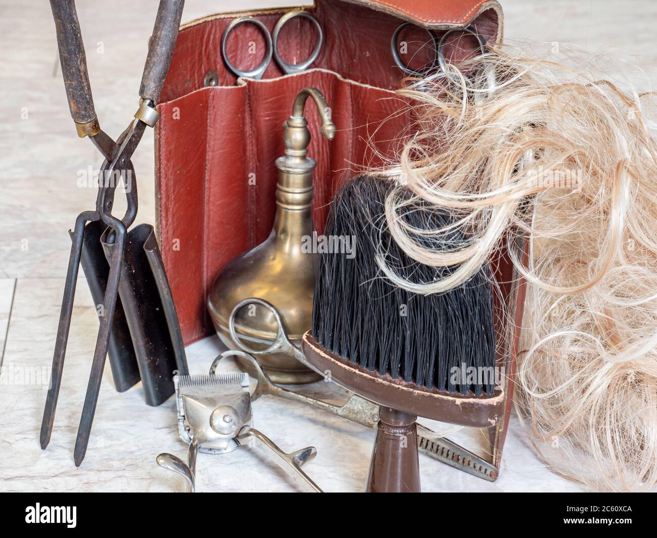 Antique hairdressing tool craft barber shop Stock Photo - Alamy
