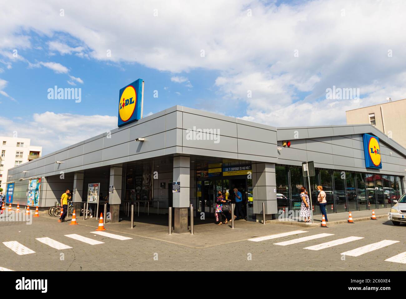 LIDL supermarket and logo. Lidl is a German global discount supermarket ...
