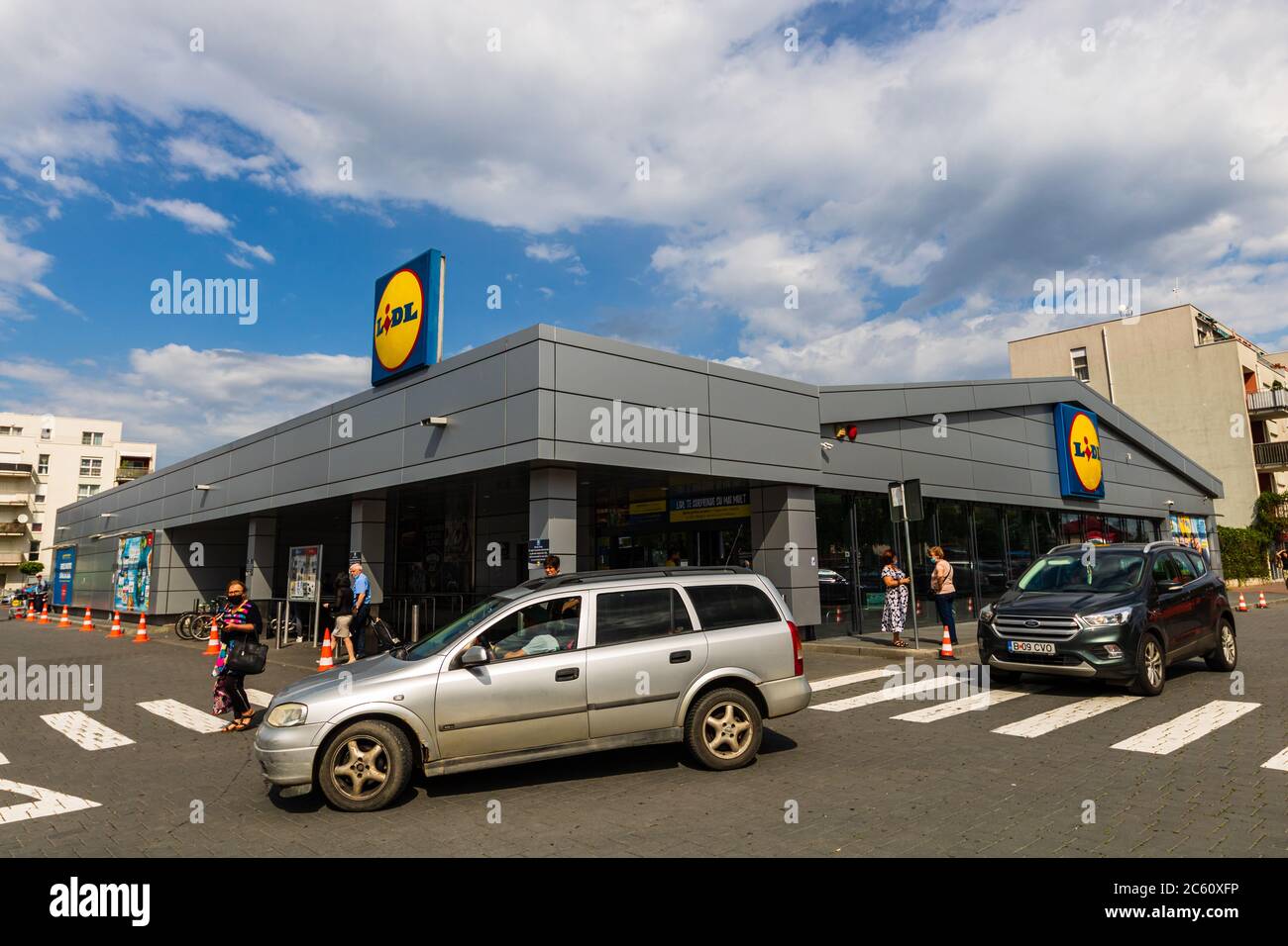 LIDL supermarket and logo. Lidl is a German global discount supermarket ...