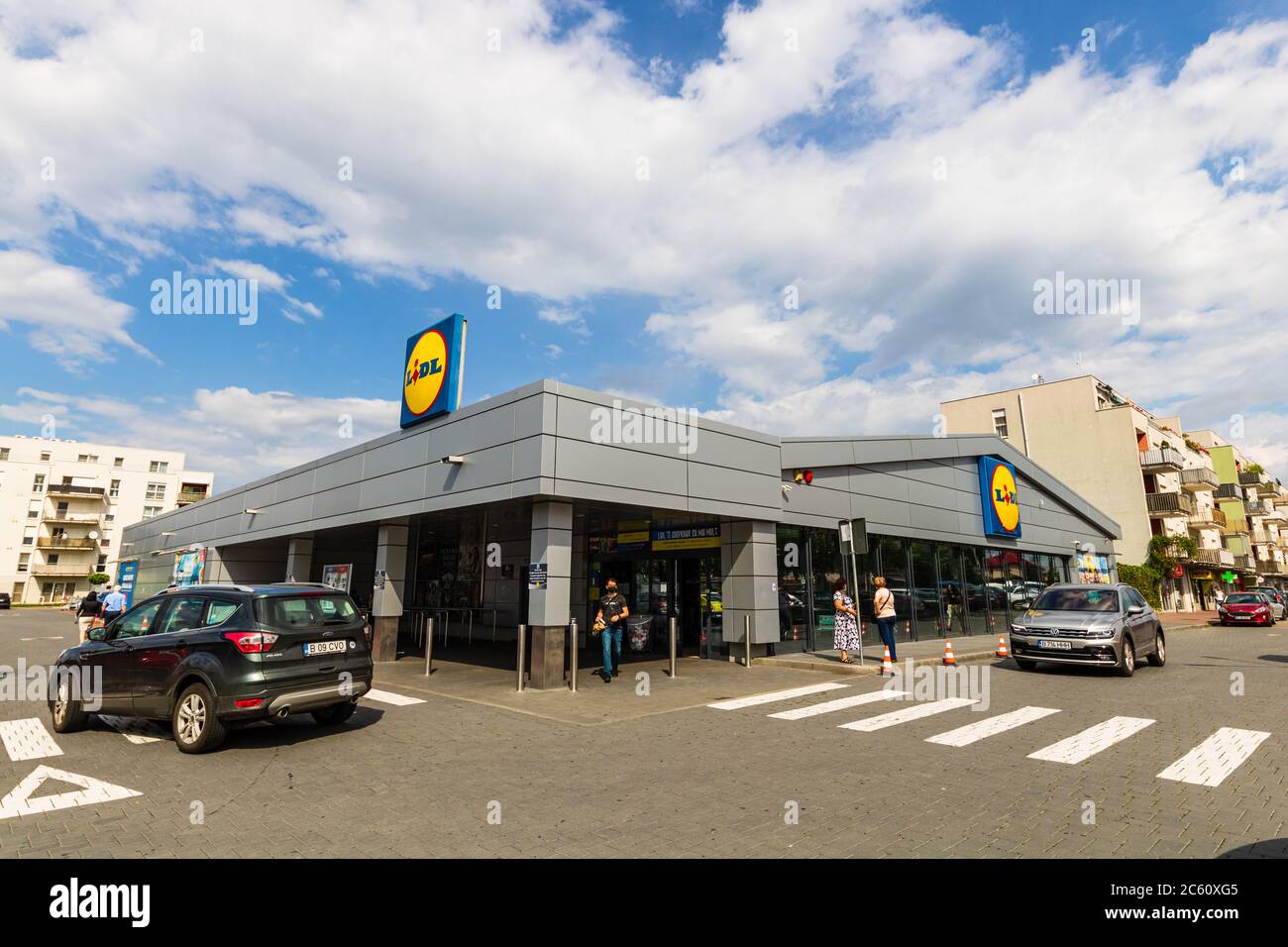 LIDL supermarket and logo. Lidl is a German global discount supermarket ...
