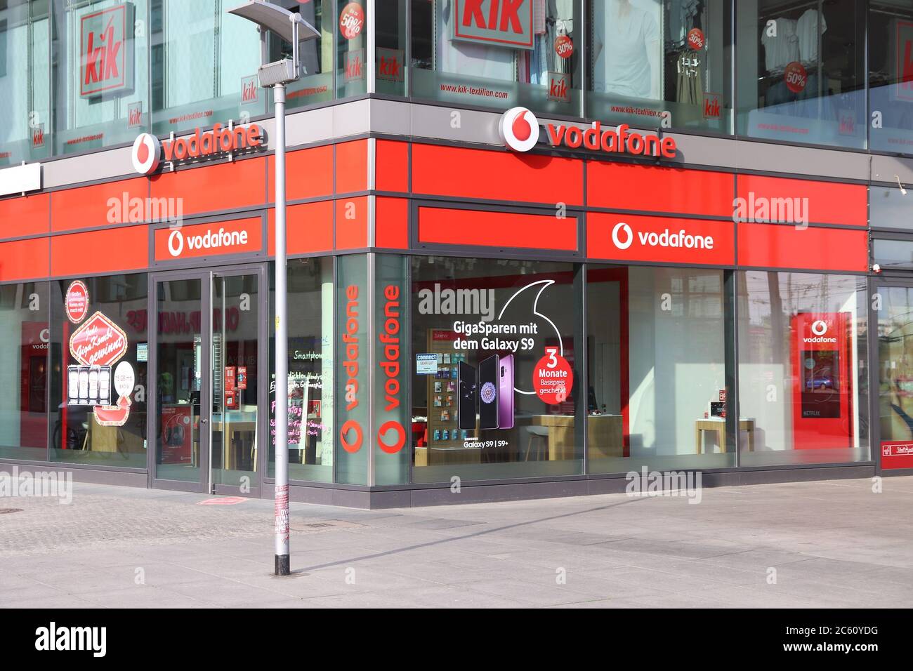 DRESDEN, GERMANY - MAY 10, 2018: Vodafone mobile phone shop in Dresden ...