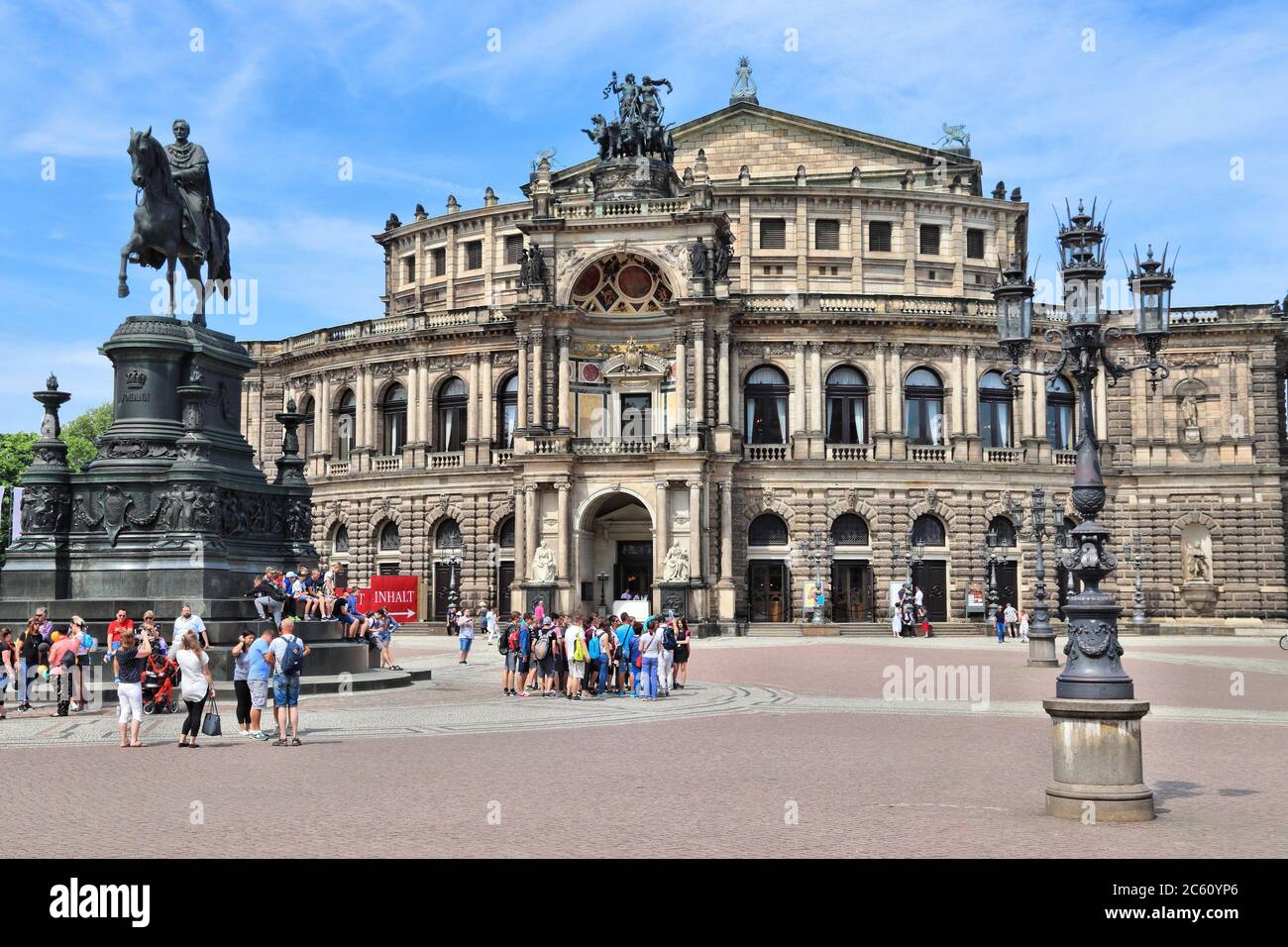 DRESDEN, GERMANY - MAY 10, 2018: People visit Semperoper (Opera House ...