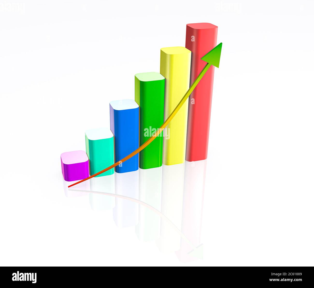 3D illustration of colorful business graph growing up Stock Photo - Alamy