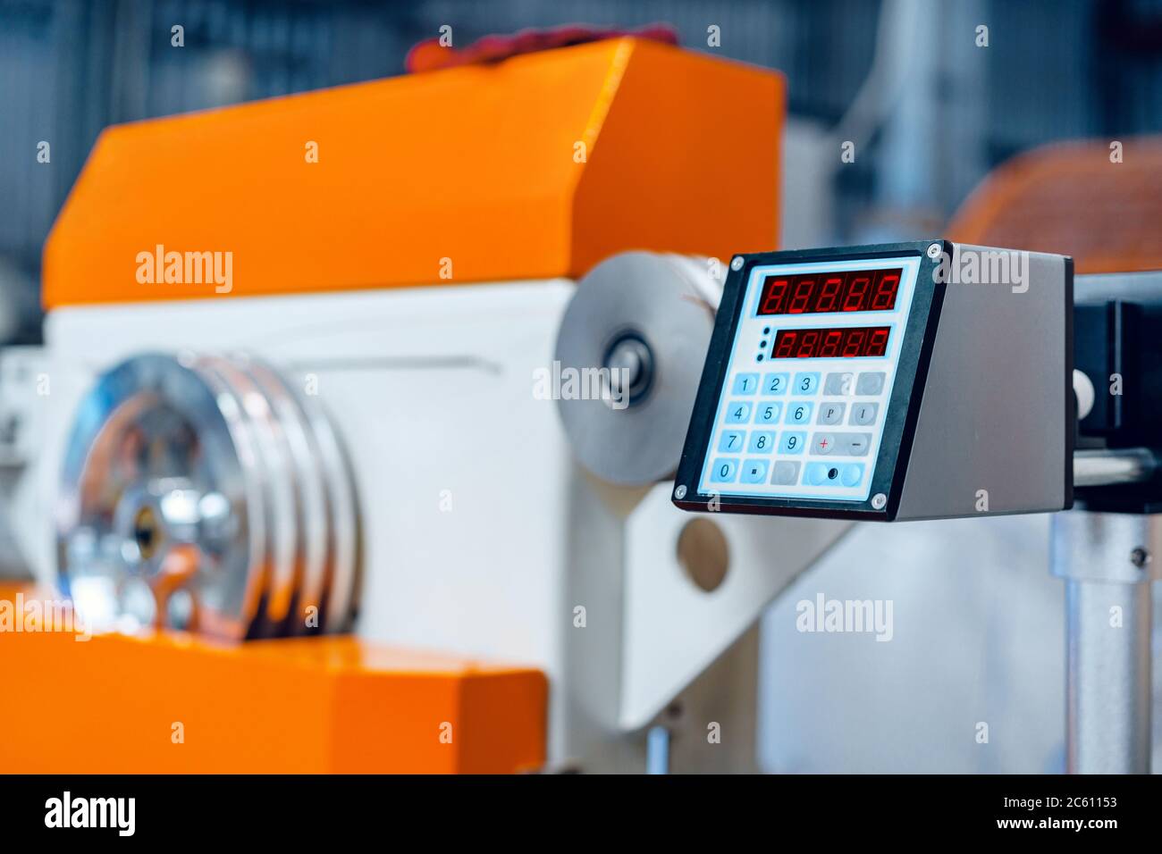 Modern industrial plant. Automotive machine equipment parts close up ...