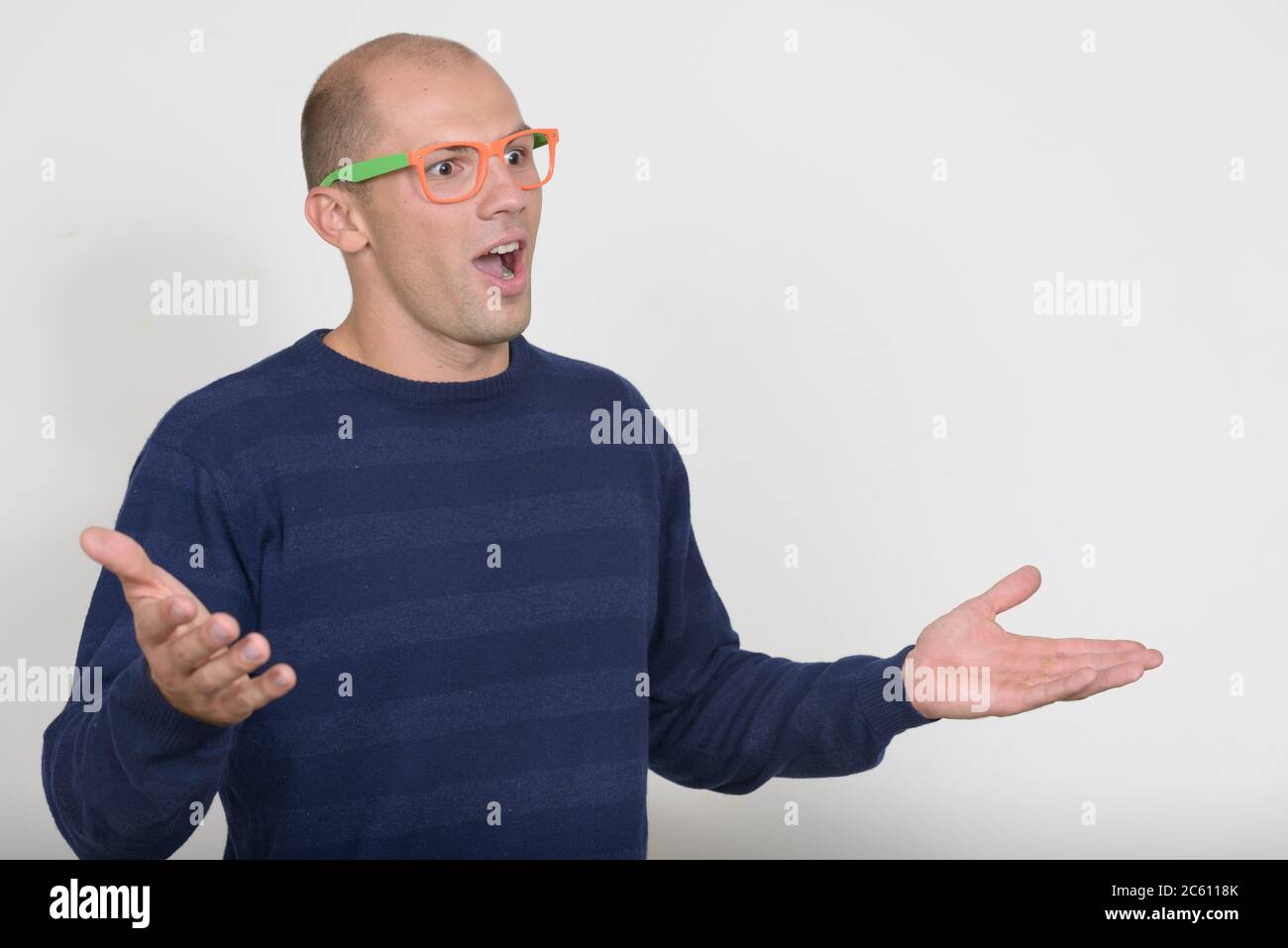 Excited surprised bald man hi-res stock photography and images - Alamy