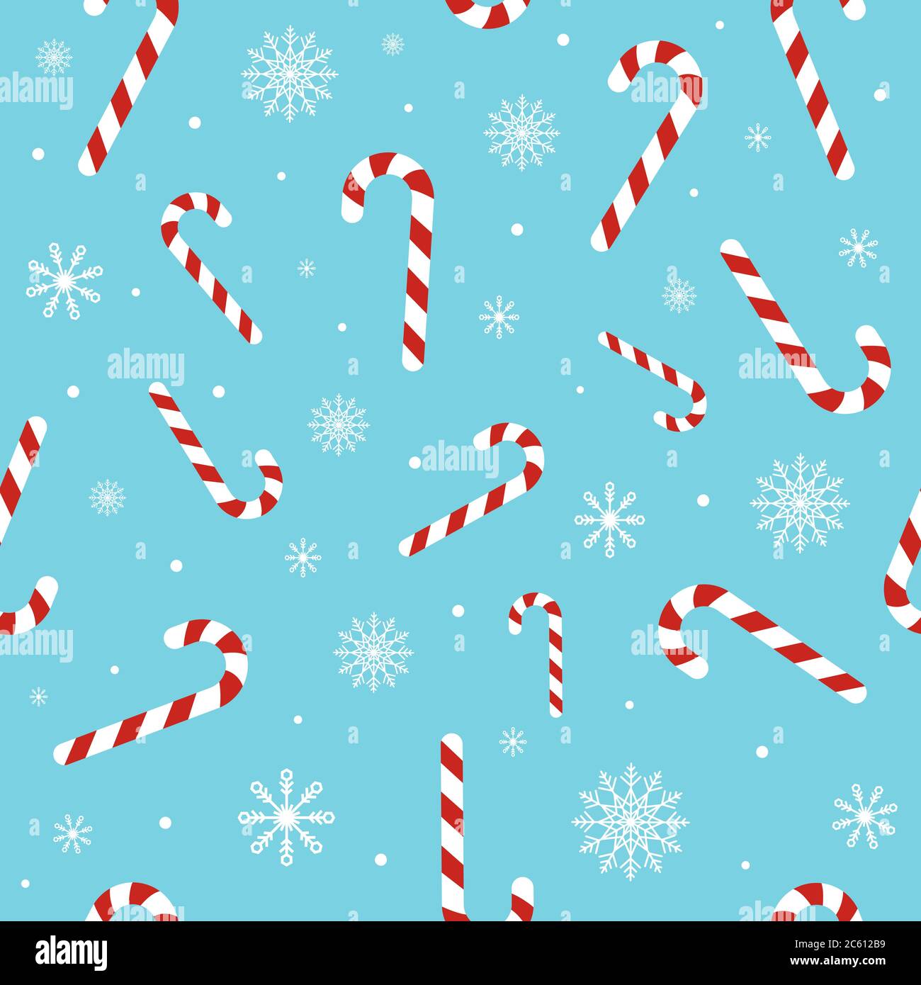 Christmas Seamless Pattern With Candy Canes Snowflakes Snow Ball On