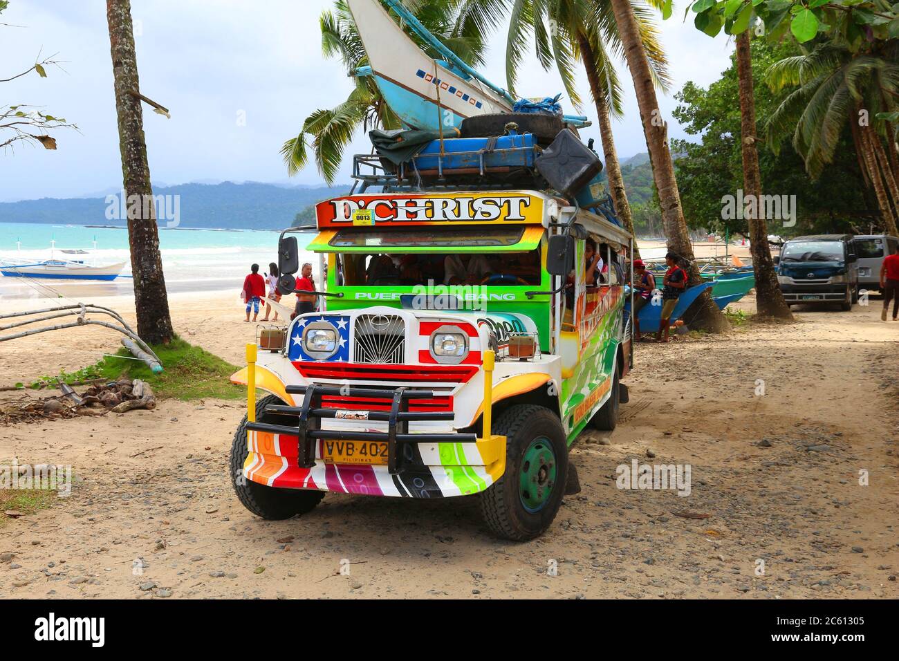 PALAWAN, PHILIPPINES - NOVEMBER 29, 2017: Jeepney public transportation ...