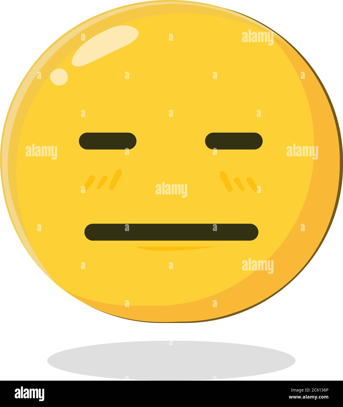 Emoticon expressionless smiley. Pocker-faced. Cartoon Isolated vector ...