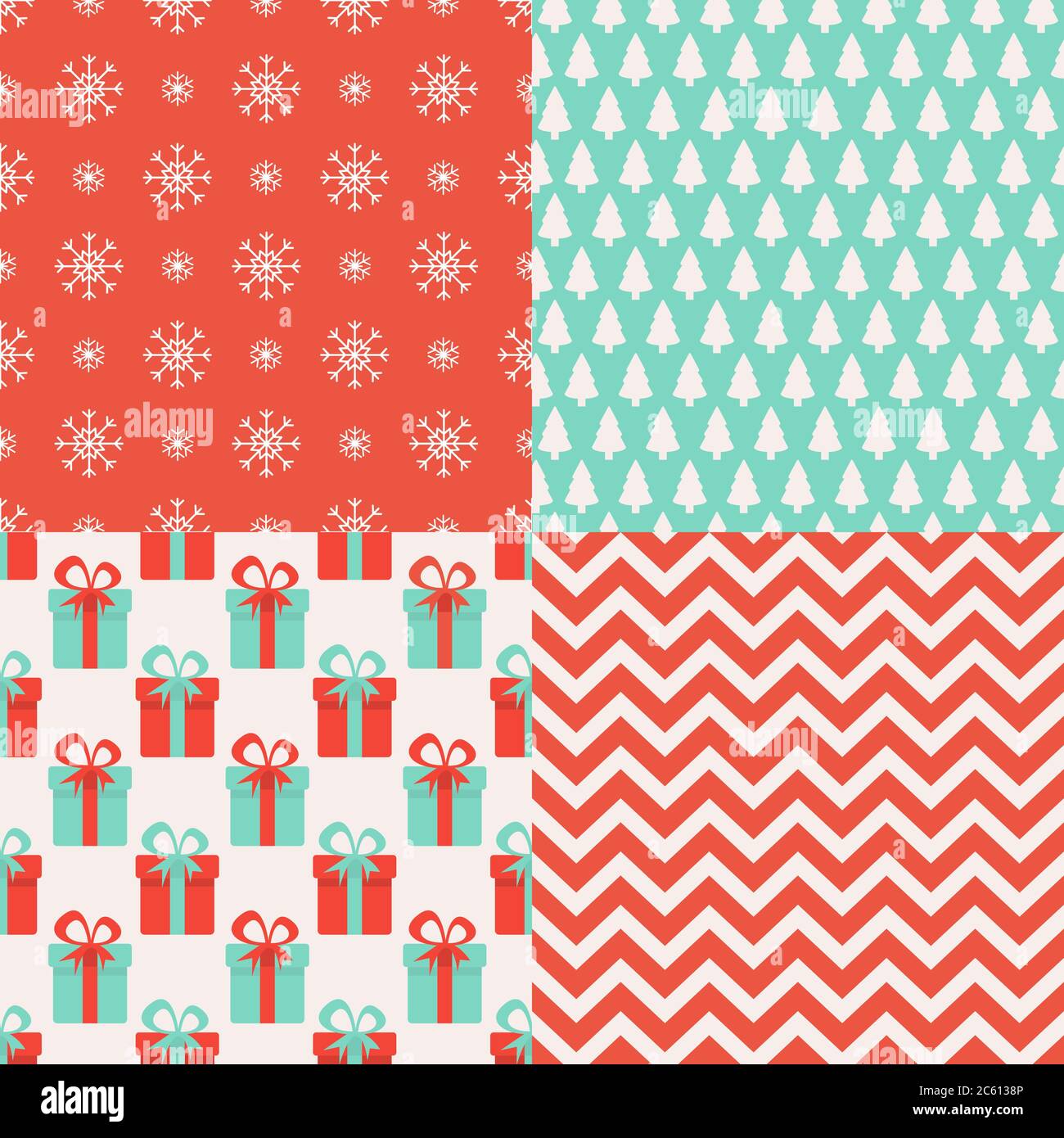 Set of Christmas seamless patterns. 4 Winter Holidays Patterns. Endless ...