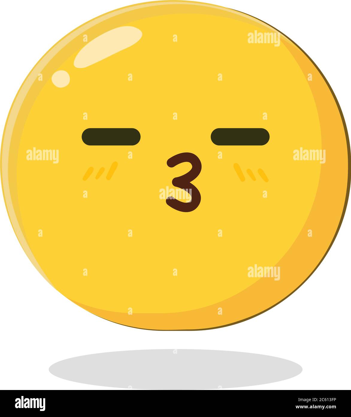 Yellow emoticon love kiss face expression. Cartoon Isolated vector ...