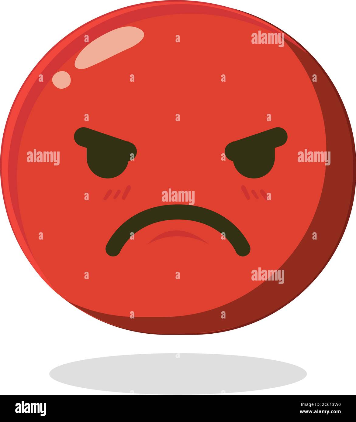 Red Angry emoticon. Cartoon Isolated vector illustration on white ...