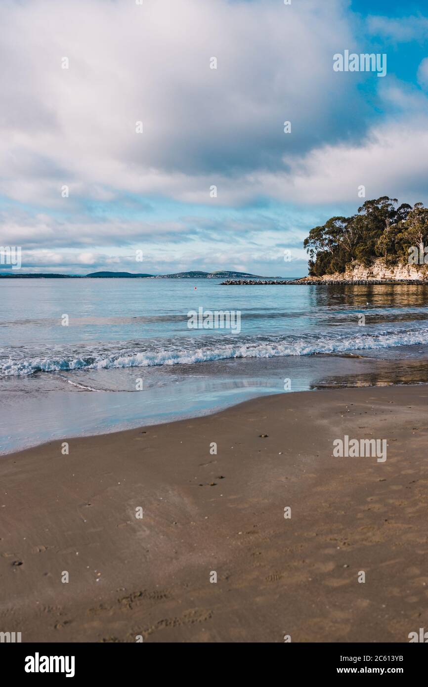 beautiful Tasmanian beach and seaside landscape in Kingston Beach, a ...