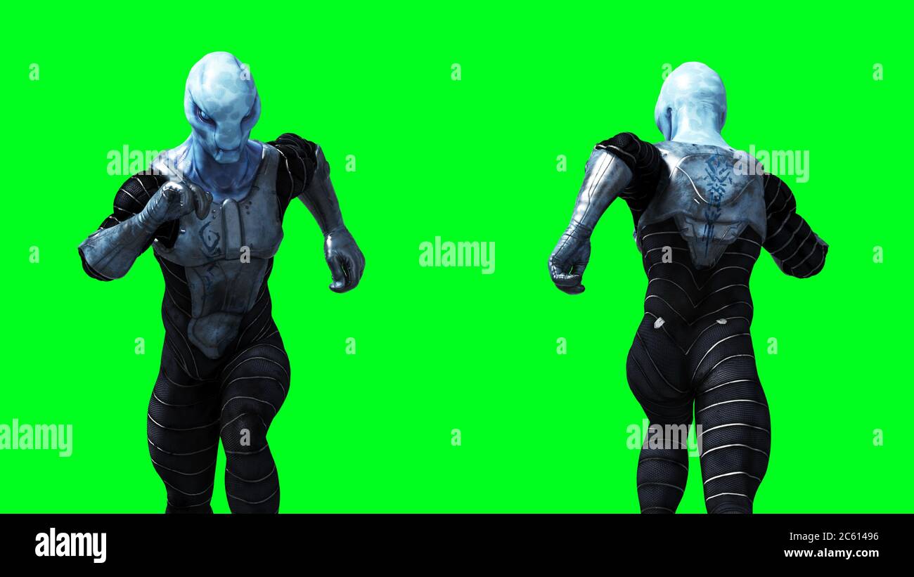Military alien isolate on green screen. 3d rendering Stock Photo - Alamy