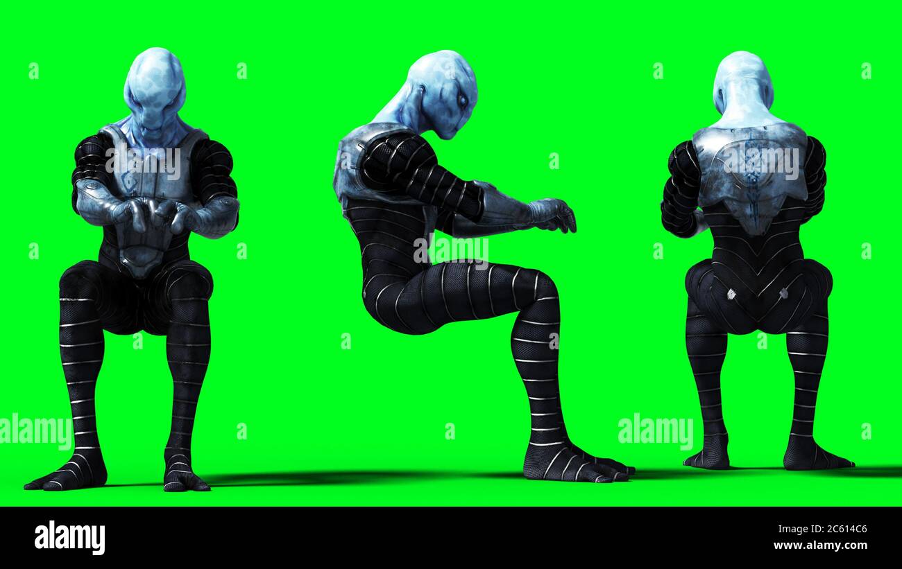 Military alien isolate on green screen. 3d rendering Stock Photo - Alamy