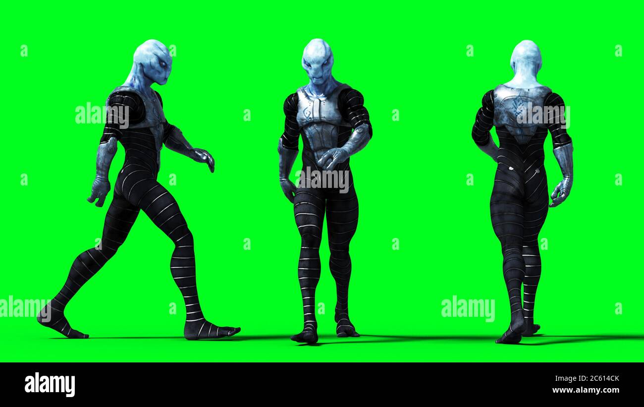 Military alien isolate on green screen. 3d rendering Stock Photo - Alamy