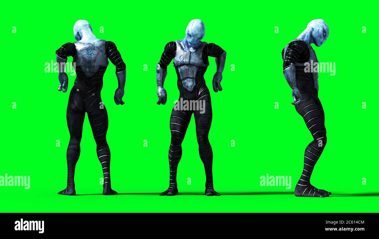 Military alien isolate on green screen. 3d rendering Stock Photo - Alamy