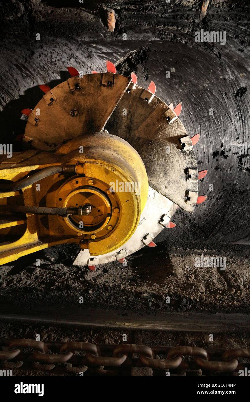 Poland coal mine interior - underground tunnel. Industry in Zabrze ...