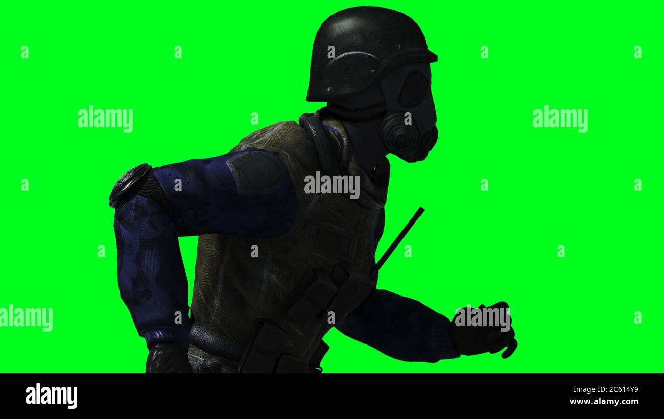 Military soldier isolate on green screen. 3d rendering Stock Photo - Alamy