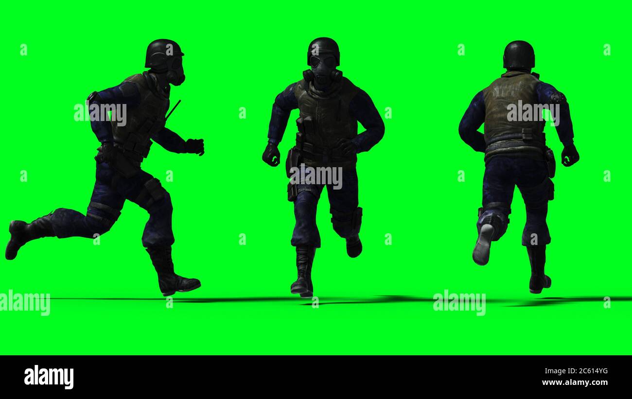 Military soldier isolate on green screen. 3d rendering Stock Photo - Alamy