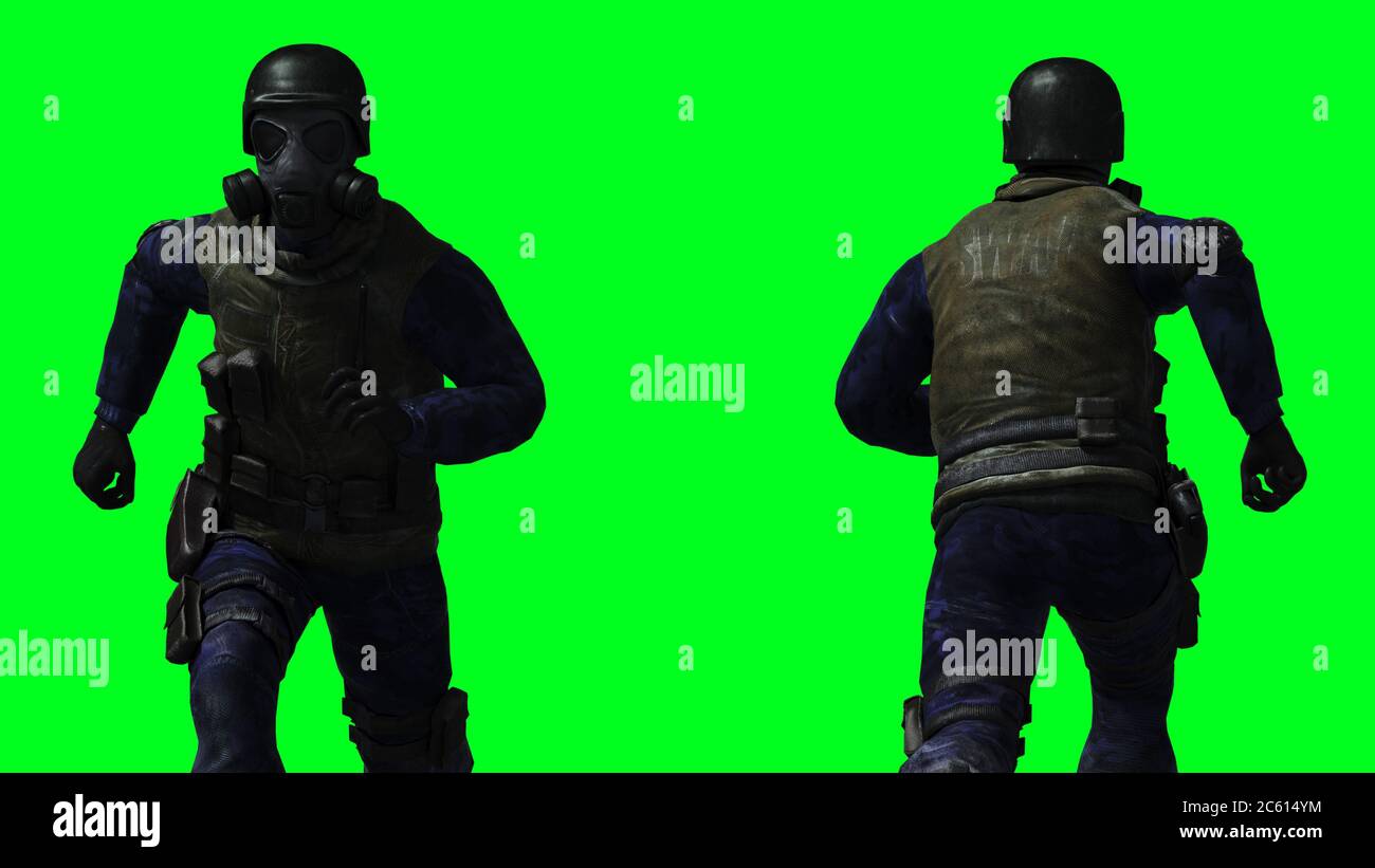 Military soldier isolate on green screen. 3d rendering Stock Photo - Alamy