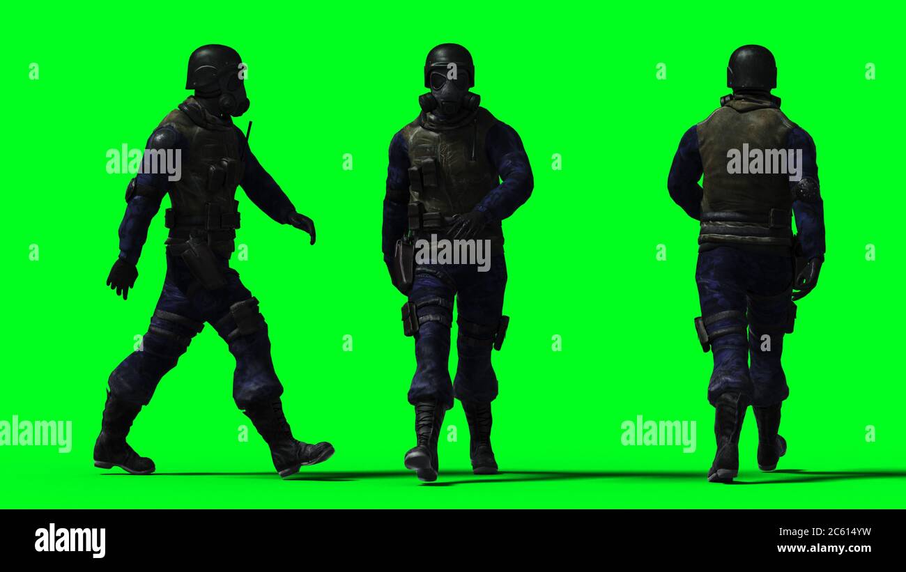 Military soldier isolate on green screen. 3d rendering Stock Photo - Alamy