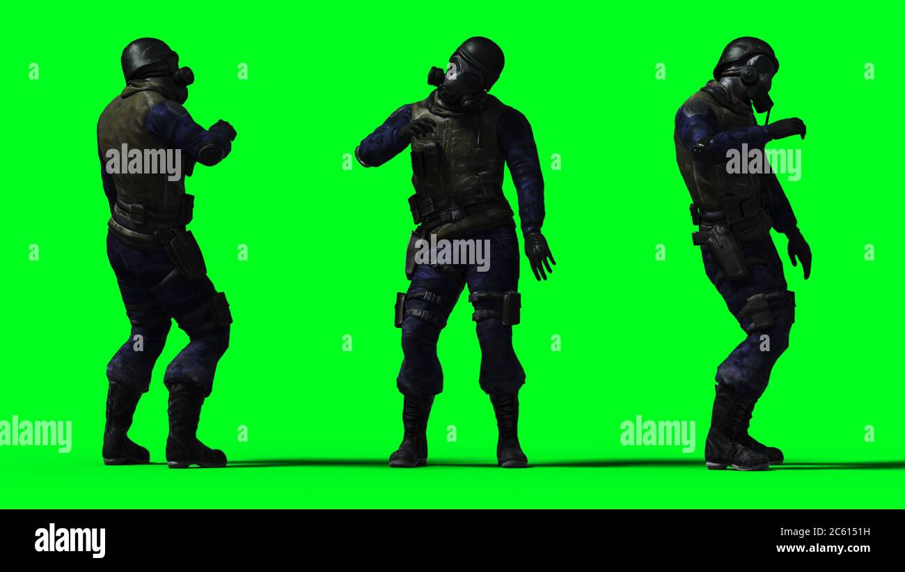 Military soldier isolate on green screen. 3d rendering Stock Photo - Alamy