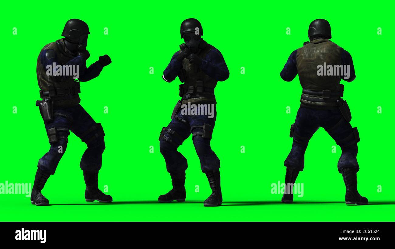Military soldier isolate on green screen. 3d rendering Stock Photo - Alamy