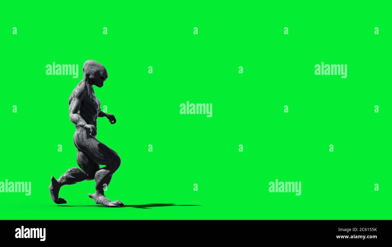 Scary monster isolate on green screen. 3d rendering Stock Photo - Alamy