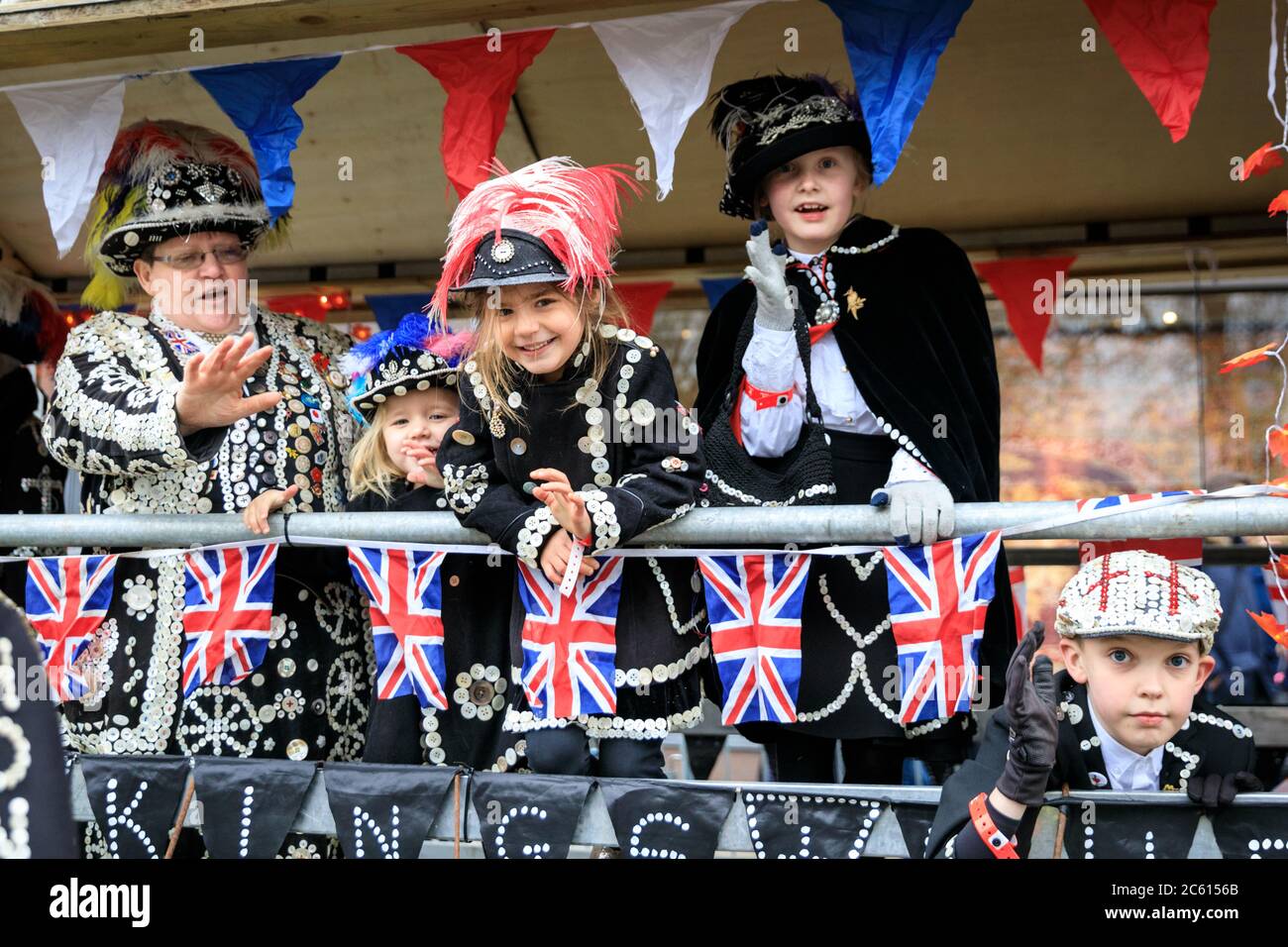 Pearly Kings and Queens, with their families, take part in the 'London ...