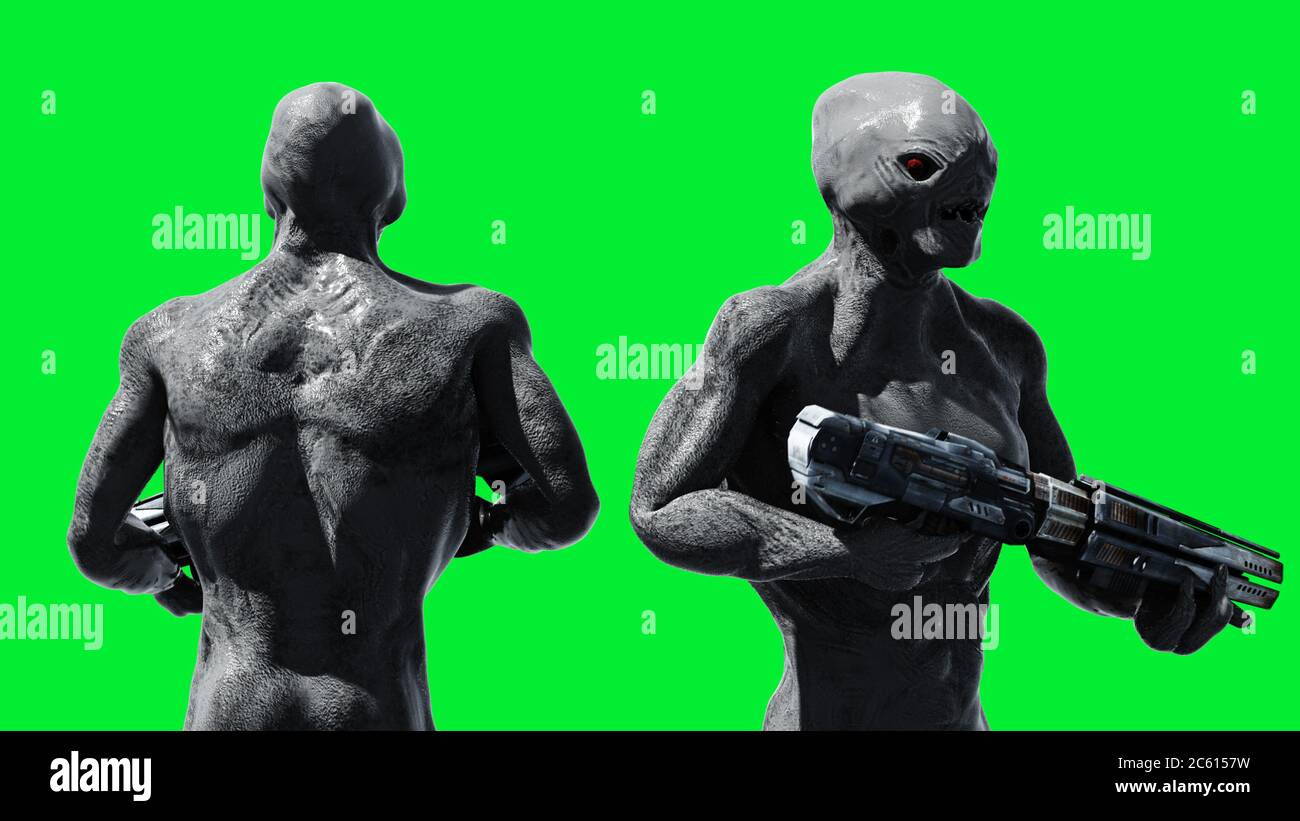 Scary monster isolate on green screen. 3d rendering Stock Photo - Alamy