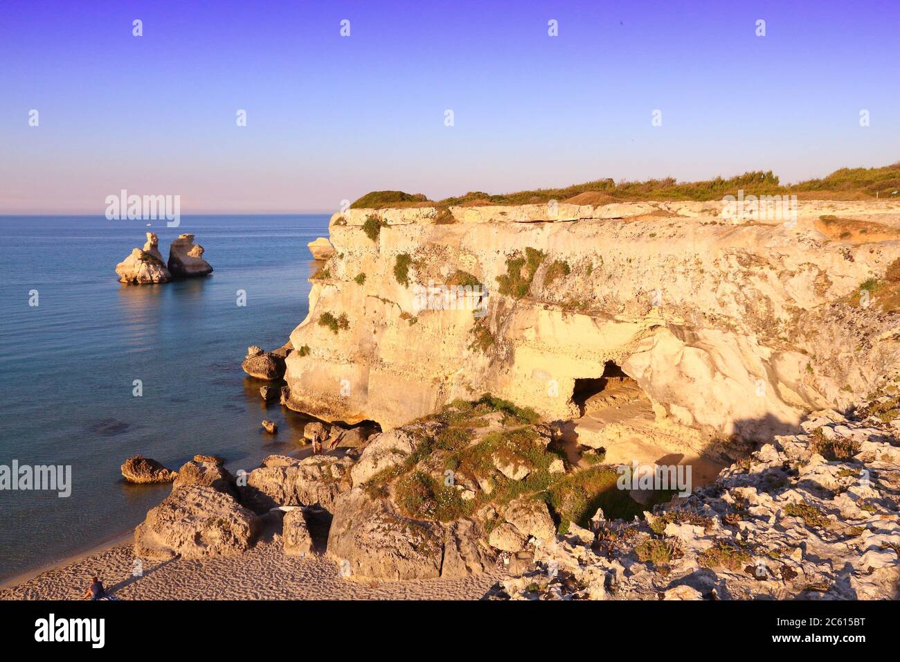 Salento coast landscape in Italy. Torre Dell'Orso in Apulia region ...