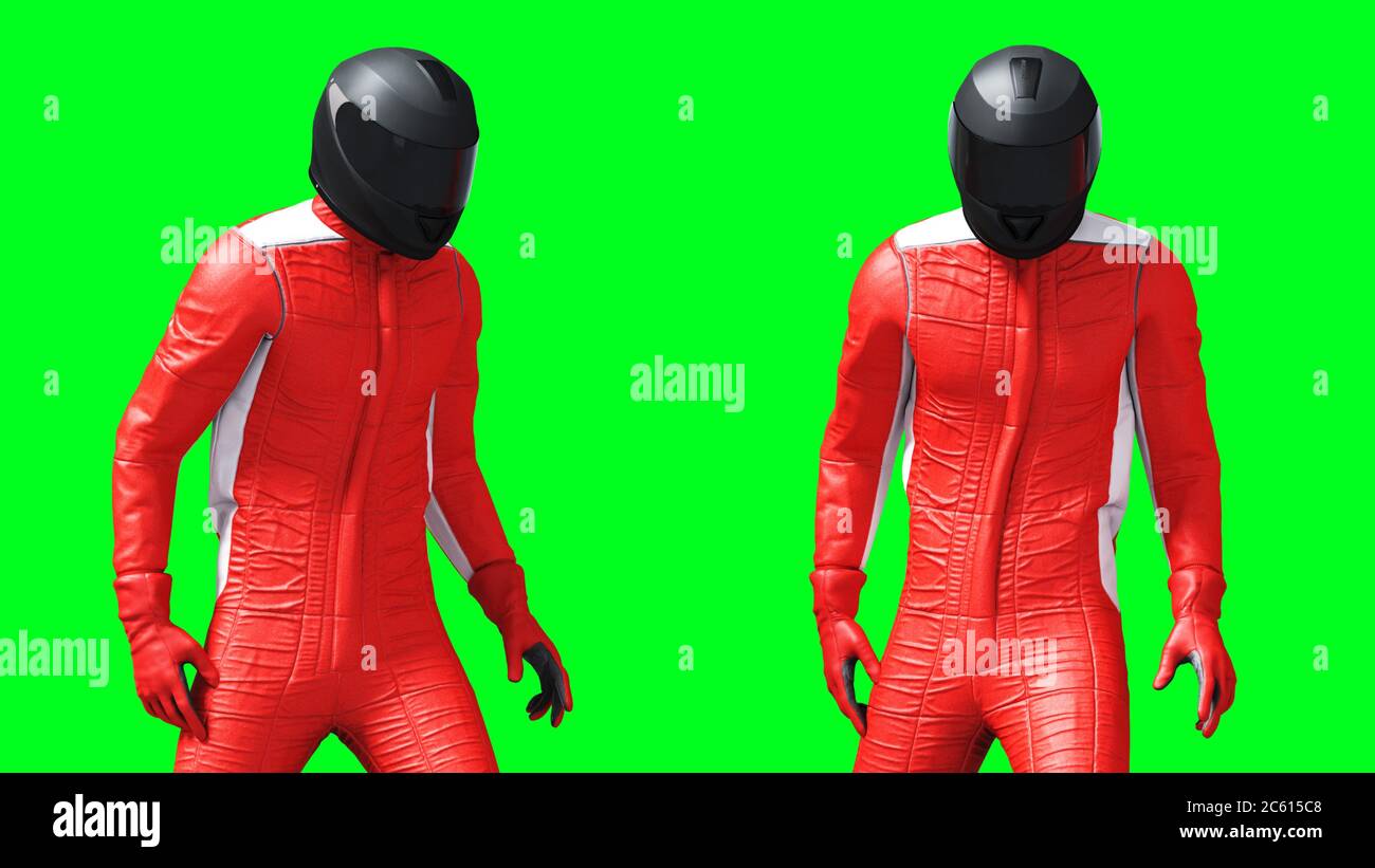 Driver, racer isolate on green screen. 3d rendering Stock Photo - Alamy