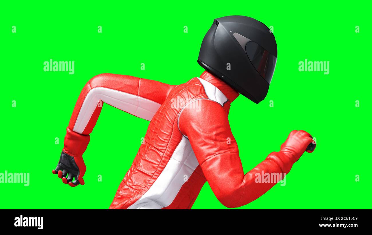 Driver, racer isolate on green screen. 3d rendering Stock Photo - Alamy