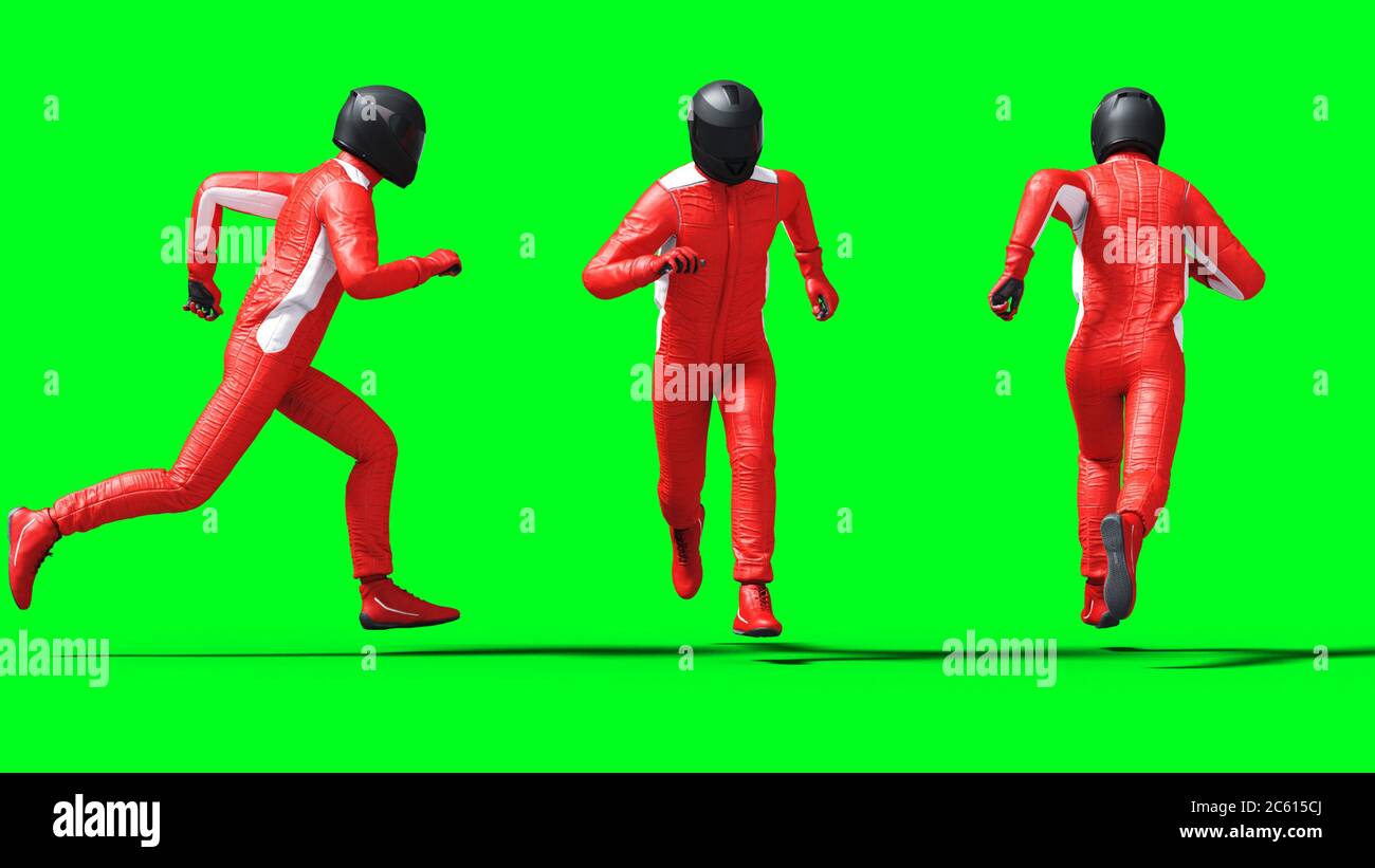 Driver, racer isolate on green screen. 3d rendering Stock Photo - Alamy
