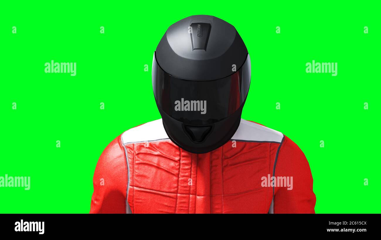 Driver, racer isolate on green screen. 3d rendering Stock Photo - Alamy
